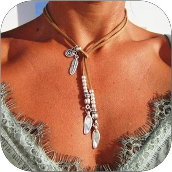 Other | Huasai Brown Suede Choker Necklace For Women Trendy Boho ...